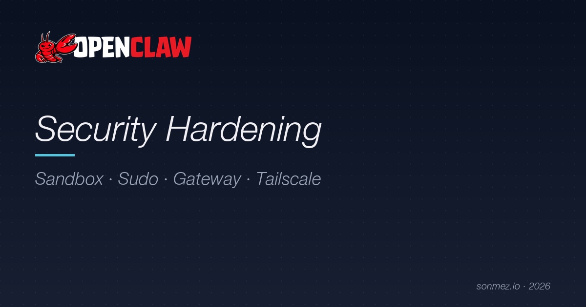 OpenClaw Security Hardening Guide 2026: Sandbox, Sudo, Gateway – Burak ...